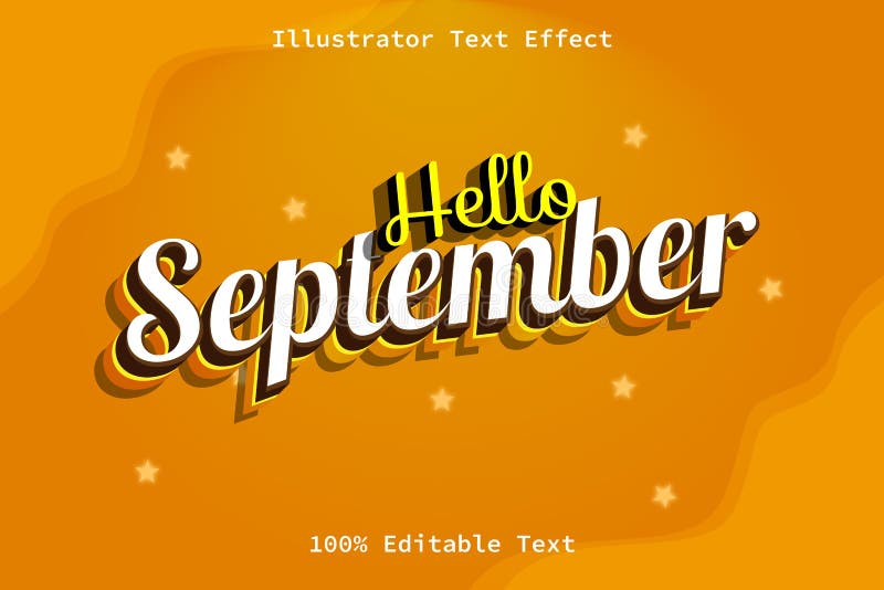 Hello September with Cartoon Retro Style Editable Text Effect Stock ...