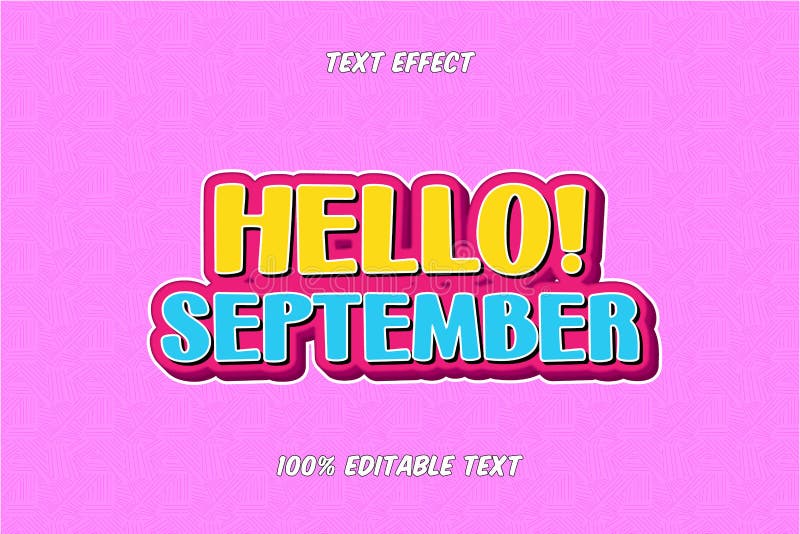 Hello September Cartoon Style Editable Text Effect Stock Vector ...