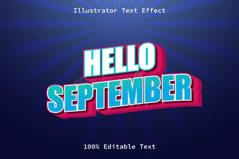 Hello September Cartoon Style Editable Text Effect Stock Vector ...