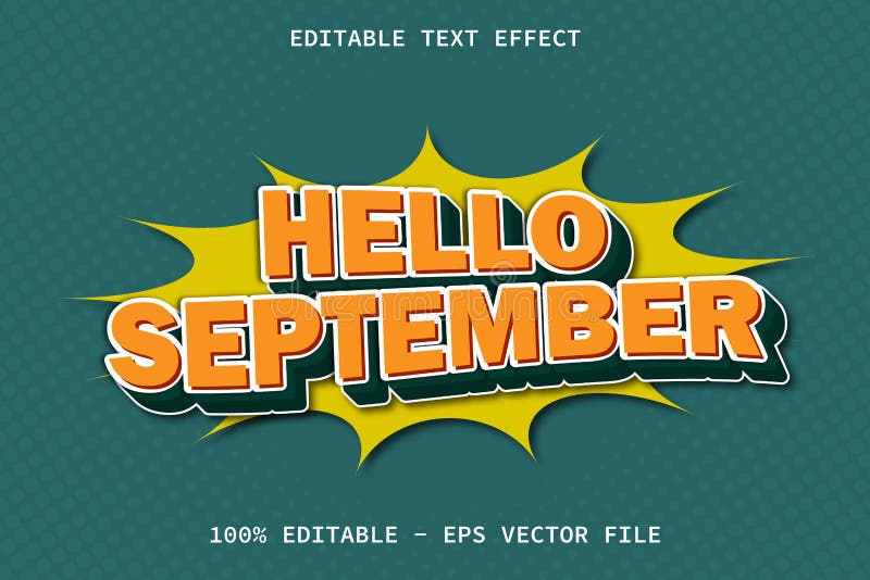 Hello September with Comic Style Editable Text Effect Stock Vector ...