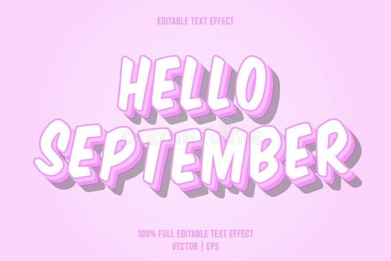 Hello September Editable Text Effect 3 Dimension Emboss Cartoon Style ...