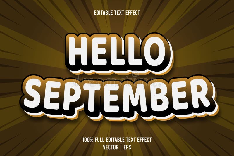 Hello September Editable Text Effect 3 Dimension Emboss Cartoon Style ...