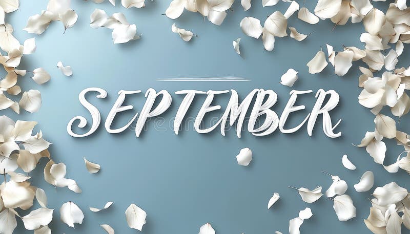 Hello, September a Flat Lay of Elegant White Petals on a Soft Pastel ...