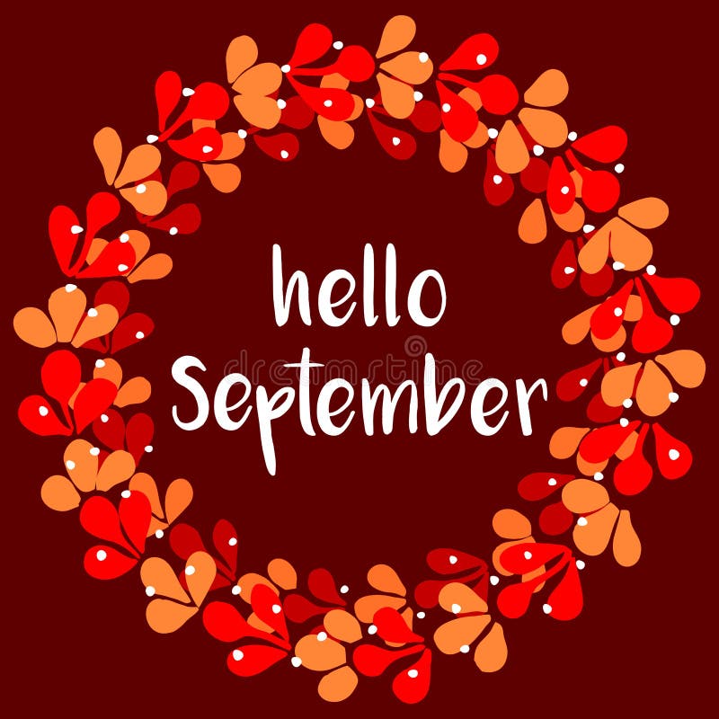 Hello September Floral Vector Autumn Card Stock Vector - Illustration ...