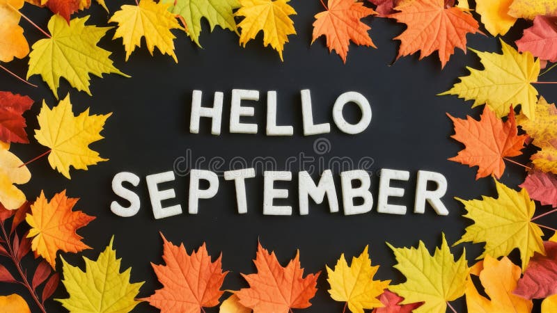 Hello September Greeting Card Stock Illustration - Illustration of ...