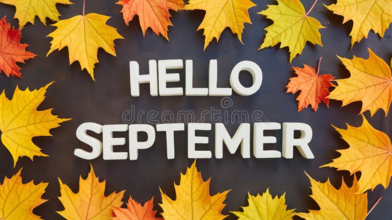 Hello September Greeting Card Stock Illustration - Illustration of card ...