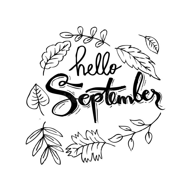 Hello September stock illustration. Illustration of hand - 97493027