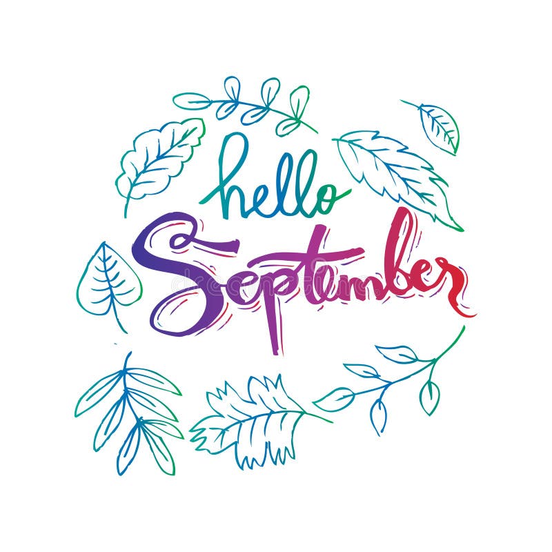 Hello September Hand Lettering Calligraphy Stock Illustration ...