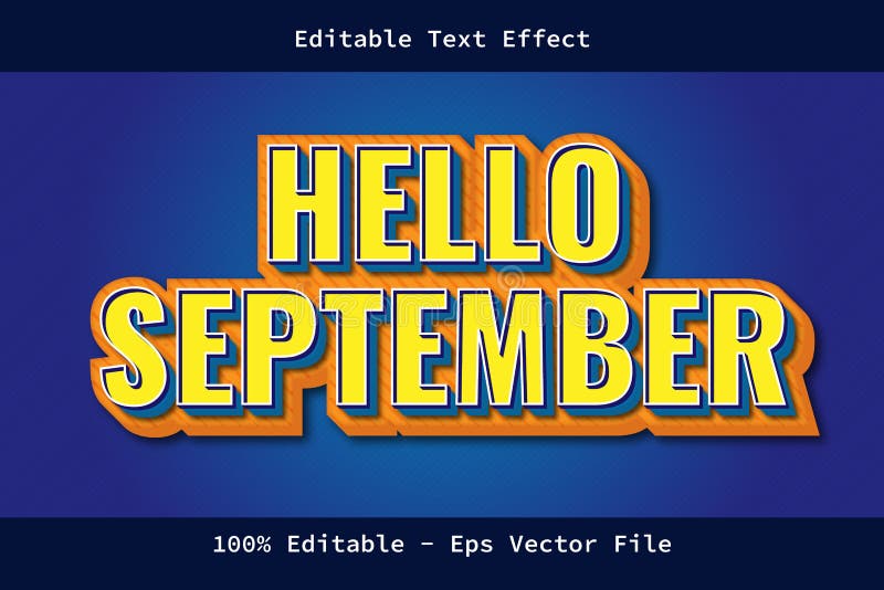 Hello September with Modern Style Editable Text Effect Stock Vector ...
