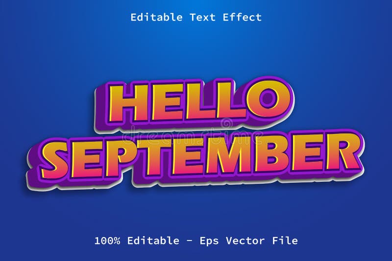 Hello September with Modern Style Editable Text Effect Stock Vector ...