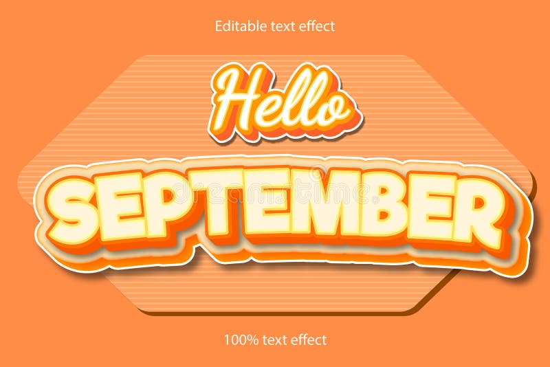 Hello September with Orange Background and Shadow Color Text Effect ...