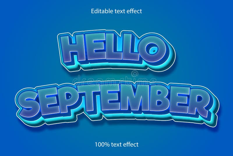 Hello September Blue Background Text Effect Stock Vector - Illustration ...