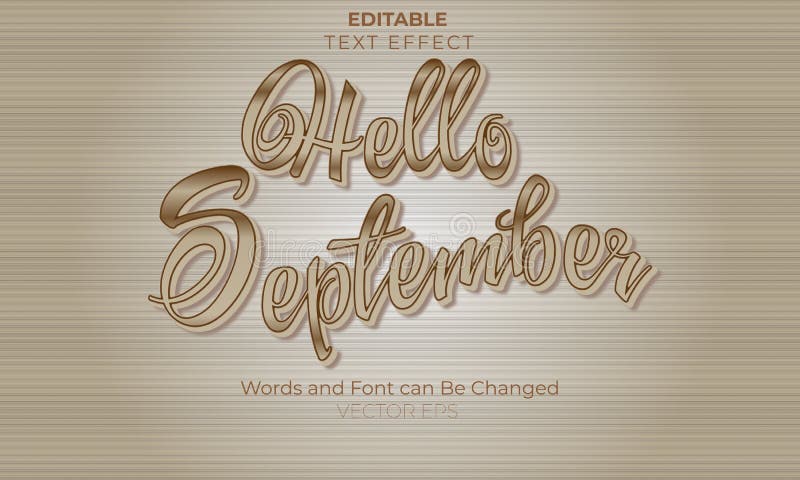 Hello September Vector Editable Text Effect Stock Vector - Illustration ...
