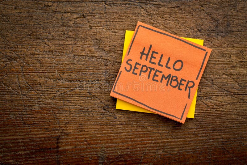 Hello September Welcome Note Stock Photo - Image of note, sticky: 94177232