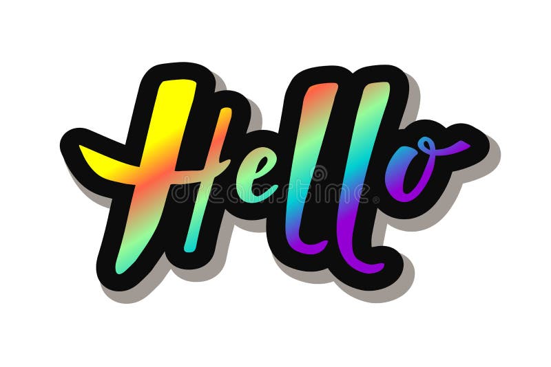 Hello. Handwritten Volumetric Inscription in Tie Dye Style Stock Vector ...
