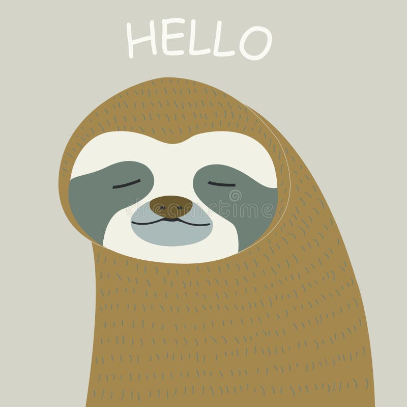Hello sloth stock vector. Illustration of book, baby - 75837632