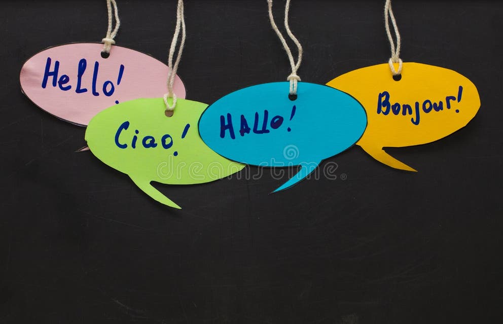 Hello / Speaking Learning Foreign Languages. Colorful Speech Bub Stock ...