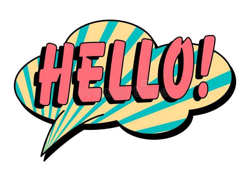 Hello Speech Bubble in Retro Style Stock Vector - Illustration of ...