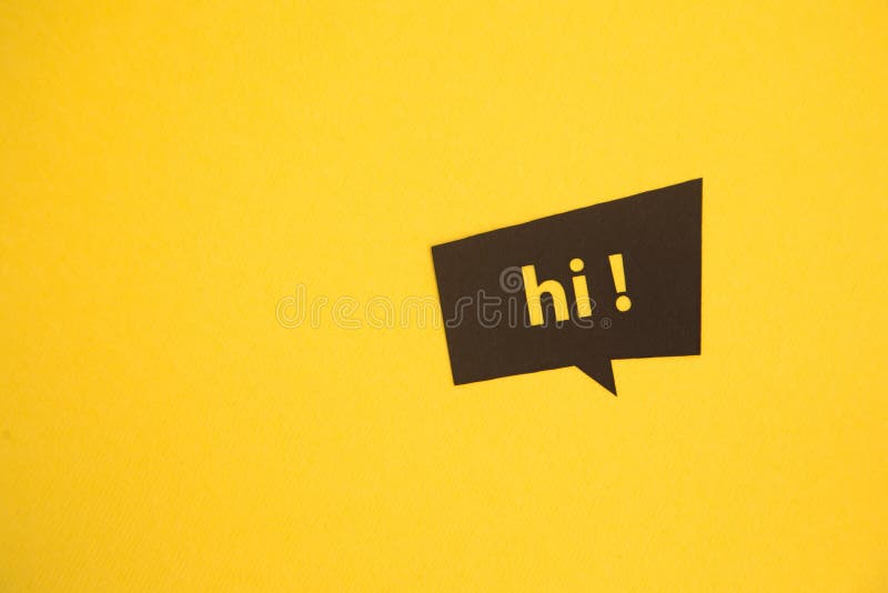 Hello Speech Bubble on the Yellow Background. Stock Photo - Image of ...