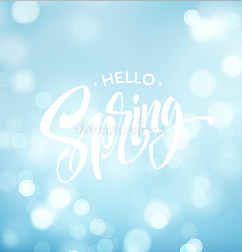 Hello Spring Hand Lettering with Tulip Flower. Vector Illustration ...