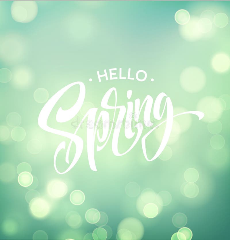Hello Spring Hand Lettering with Tulip Flower. Vector Illustration ...
