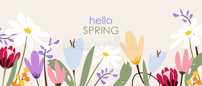Hello Spring.Background with Spring Flowers Stock Vector - Illustration ...