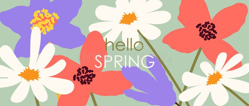 Hello Spring.Background with Spring Flowers Stock Vector - Illustration ...