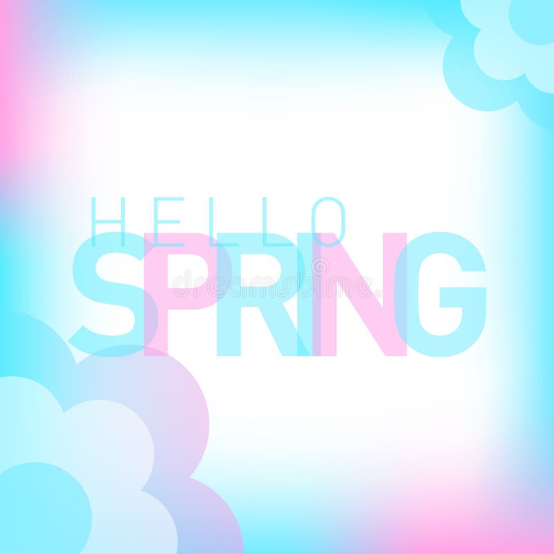 Hello Spring Background with Hello Spring Lettering Vector Illustration ...