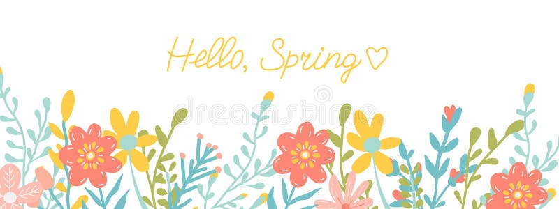 Hello Spring Banner. Spring Time Wallpaper Stock Vector - Illustration ...