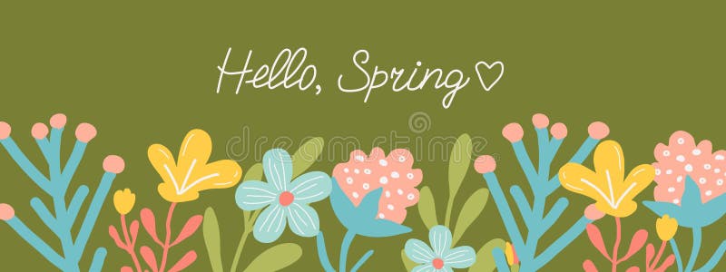 Hello Spring Banner. Time Wallpaper Stock Vector - Illustration of ...