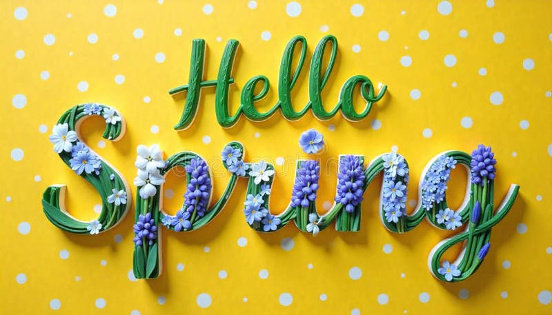 Hello spring poster stock illustration. Illustration of floral - 371307809