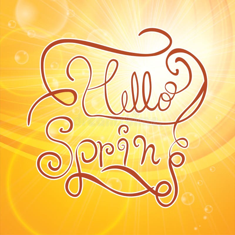 Hello Spring Beautiful Orange Background Stock Vector - Illustration of ...