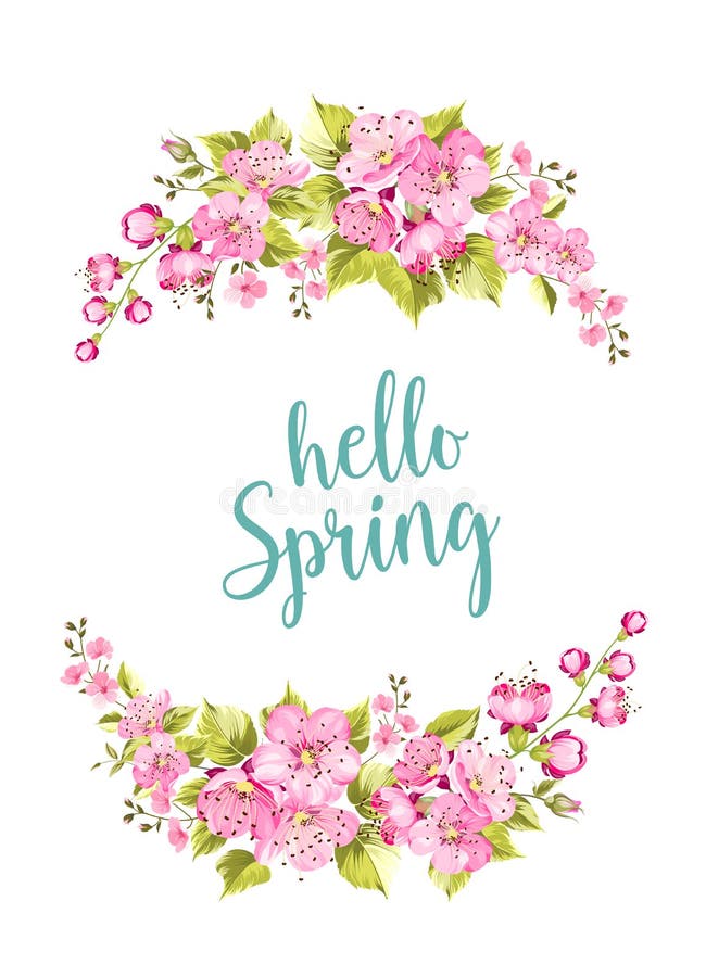 Hello Spring Card. stock vector. Illustration of floral - 90783903