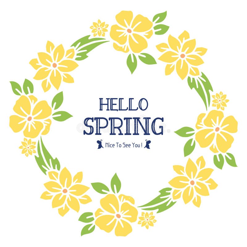 Hello Spring Card Unique Design, with Seamless Leaf and Wreath Frame ...