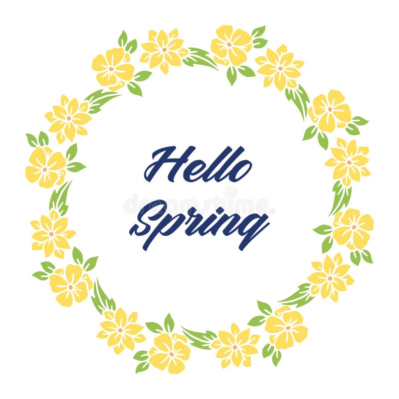 Hello Spring Card Unique Design, with Seamless Leaf and Wreath Frame ...