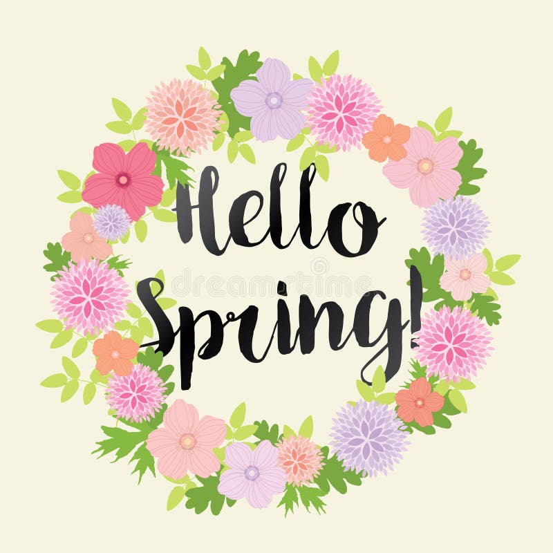 Hello Spring - Colorful Flower Illustration - Vector Eps10 Stock Vector ...