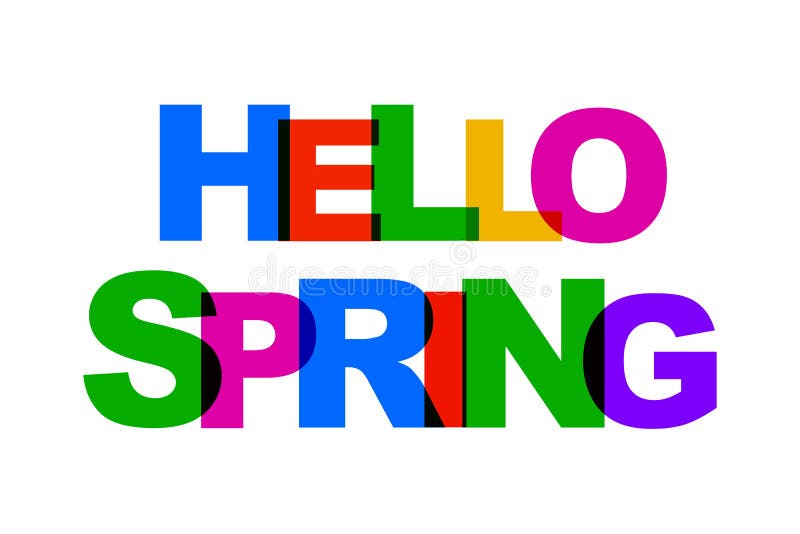 Hello Spring Colorful Overlapping Letters Icon â€“ Vector Stock ...