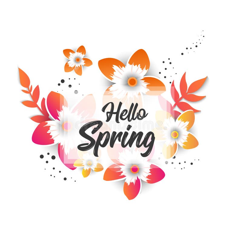 Hello Spring Concept Banner with Flowers Stock Vector - Illustration of beauty, booh: 108706951