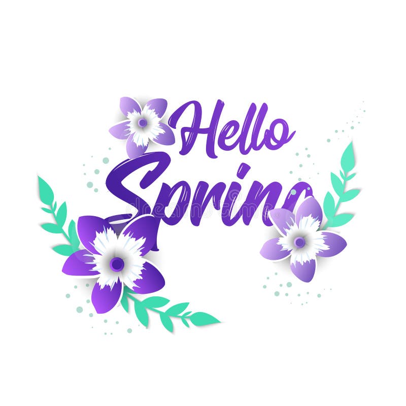 Hello Spring Concept Banner with Flowers Stock Vector - Illustration of ...