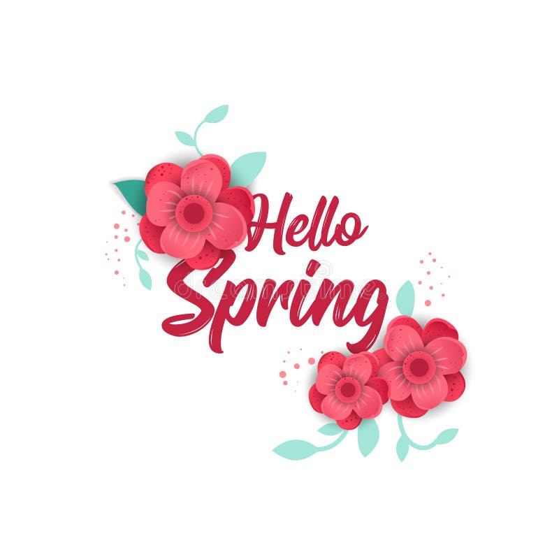 Hello Spring Concept Banner with Flowers Stock Vector - Illustration of ...