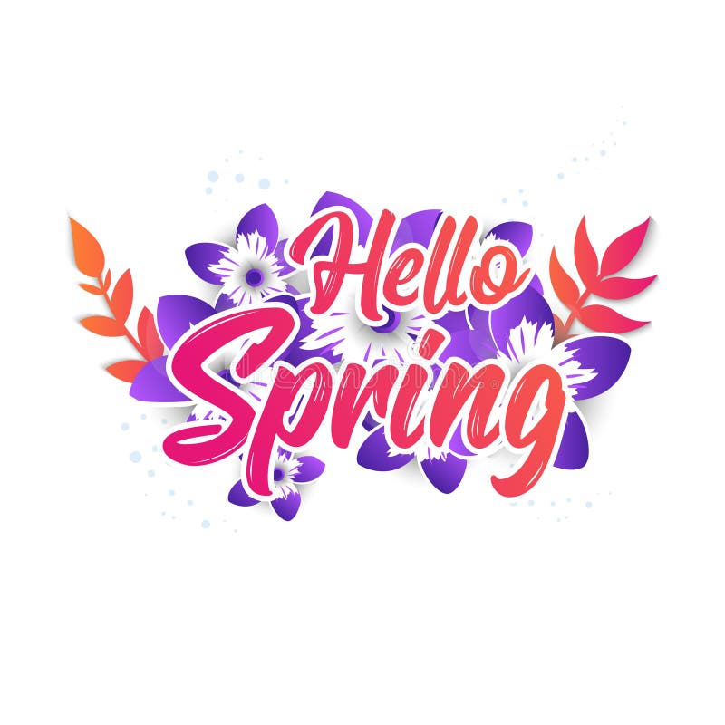 Hello Spring Concept Banner with Flowers Stock Vector - Illustration of ...