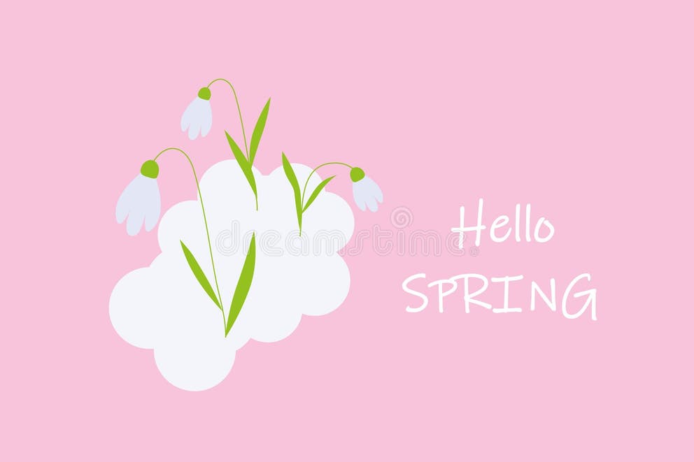 Hello Spring - Cover or Postcard Template, Snowdrop - Vector ...