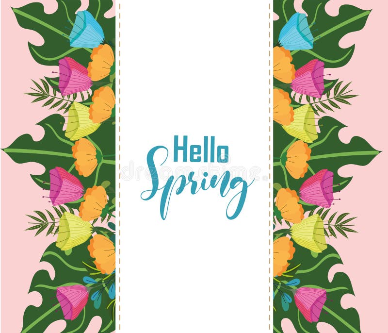 Hello spring banner stock vector. Illustration of frame - 218012276