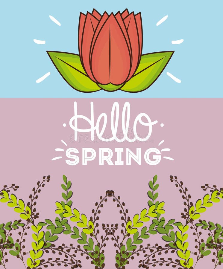 Hello spring design stock illustration. Illustration of colorful - 66546787