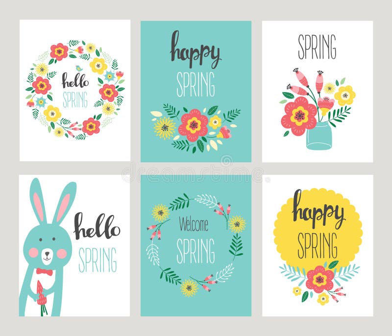 Floral Greeting Card with Flowers. Hello Spring Stock Vector ...