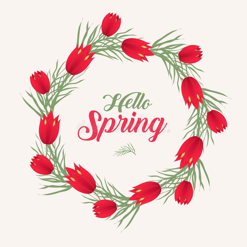 Hello Spring Floral Frame for Text, Isolated on White Background ...