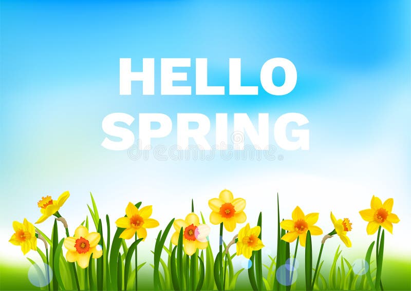 Hello Spring Floral Nature Banner Stock Vector - Illustration of life ...