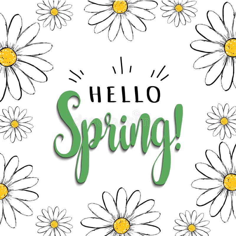 Hello Spring Floral Vector Poster. Stock Vector - Illustration of ...
