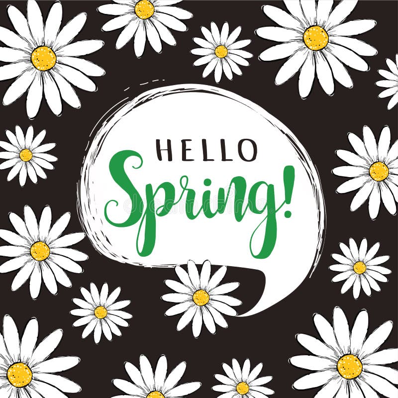 Hello Spring Floral Vector Poster. Stock Vector - Illustration of ...