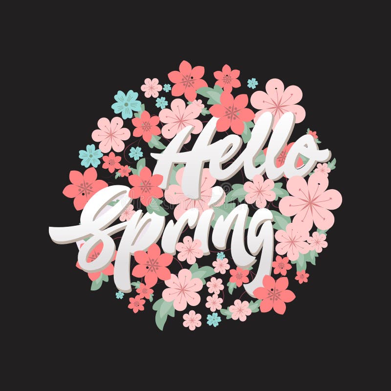Hello Spring Flower Circle Design Template Stock Vector - Illustration ...